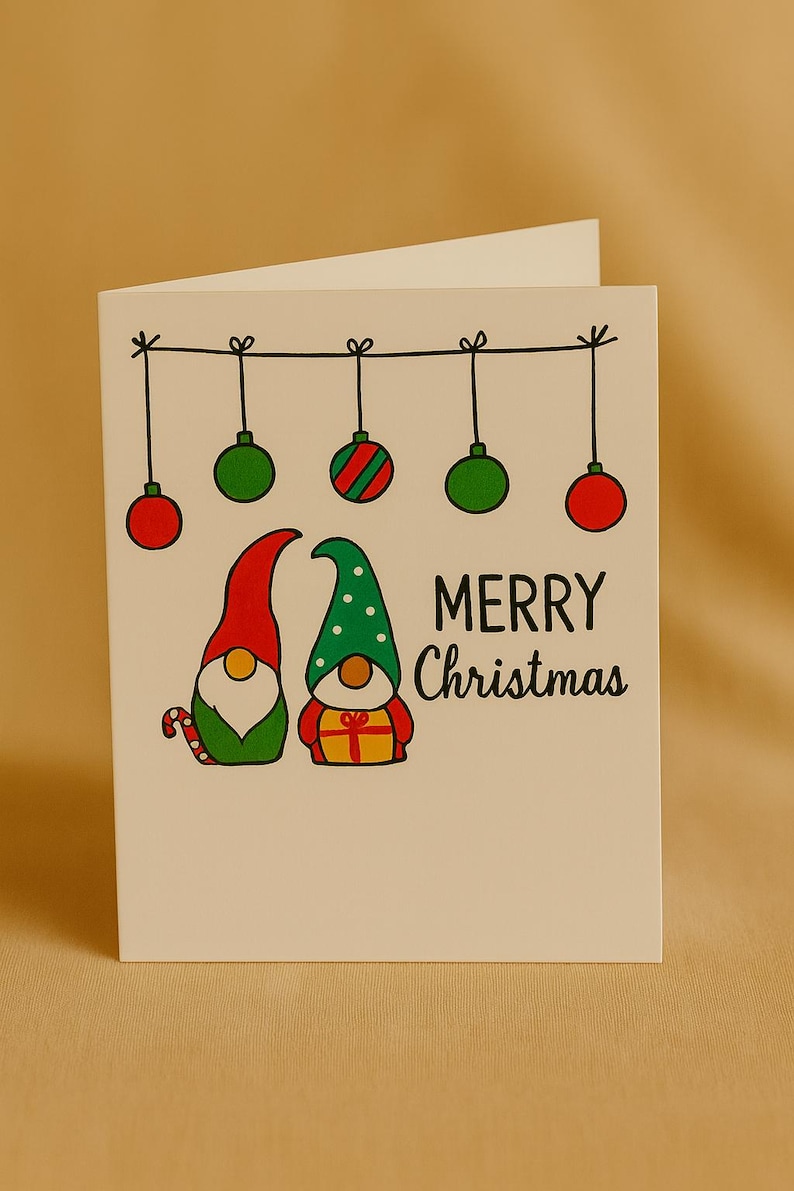 Hand-drawn Christmas Gnome Card • Scandinavian Holiday (digital ...