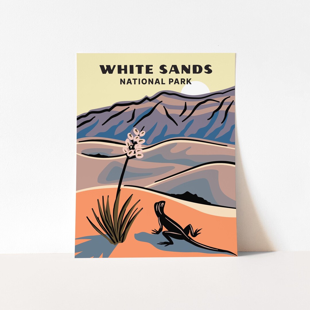 White Sands National Park Print, Vintage WPA Travel Poster, New Mexico ...