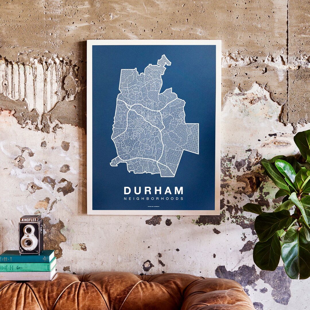 DURHAM City Map Art, Home Office Wall Decor, North Carolina Poster ...