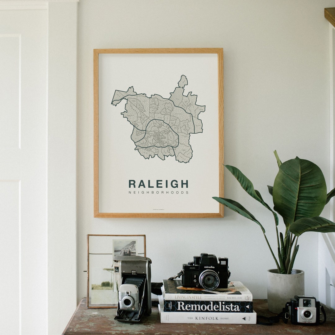 RALEIGH City Map Art, Home Office Wall Decor, North Carolina Poster ...