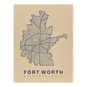 FORT WORTH Minimalist Wall Art Fort Worth Neighborhood Map - Etsy