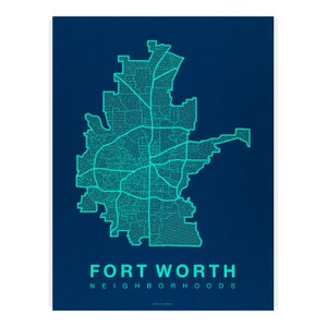 FORT WORTH Minimalist Wall Art Fort Worth Neighborhood Map - Etsy