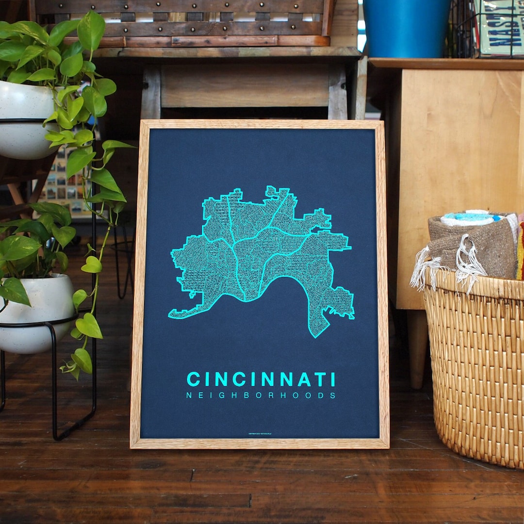 CINCINNATI City Map Art, Home Office Wall Decor, Ohio Poster ...