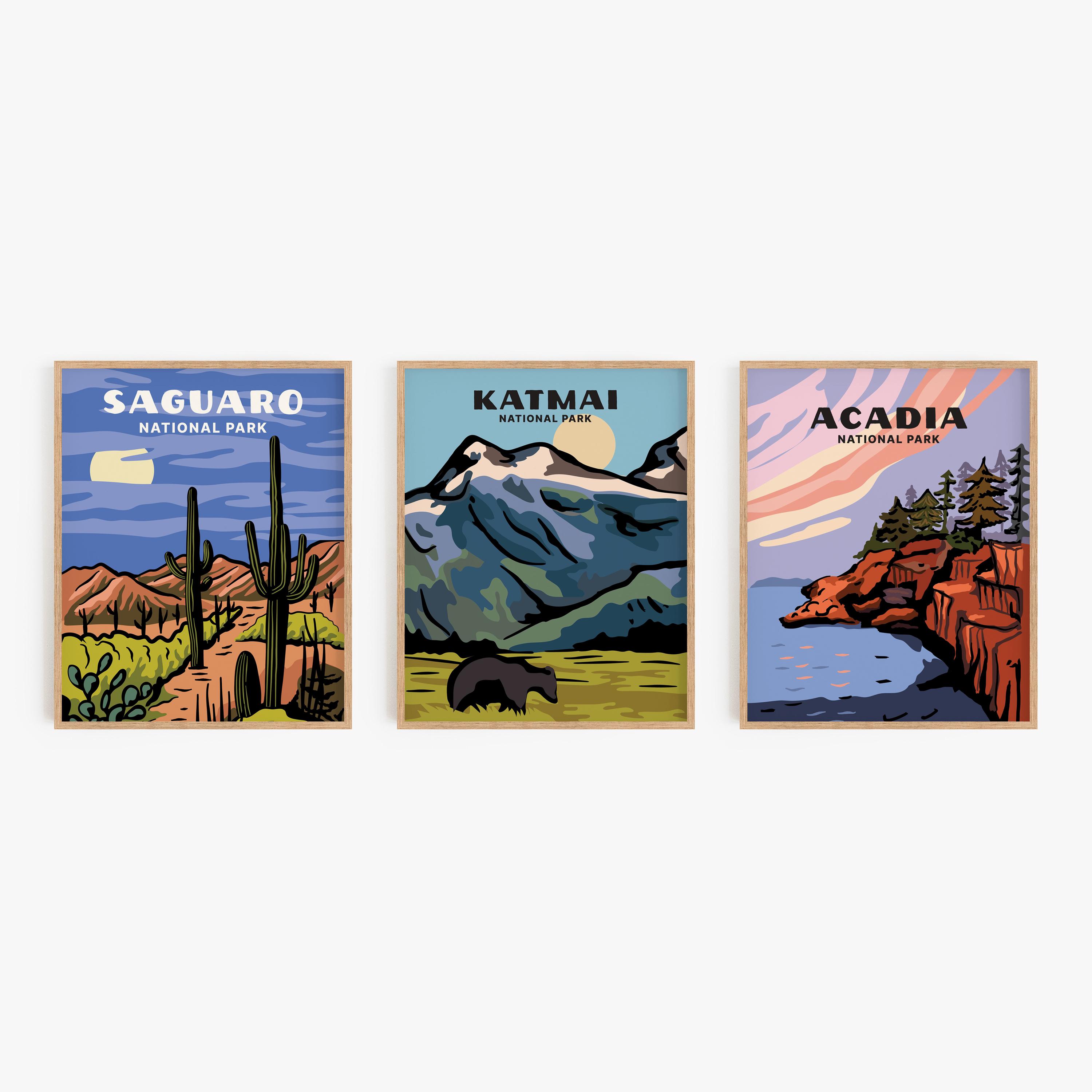 Katmai National Park Print, Vintage WPA Travel Poster, Alaska Wall Art ...