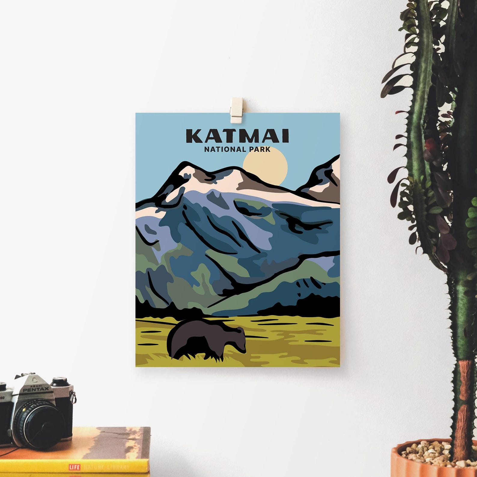Katmai National Park Print, Vintage WPA Travel Poster, Alaska Wall Art ...