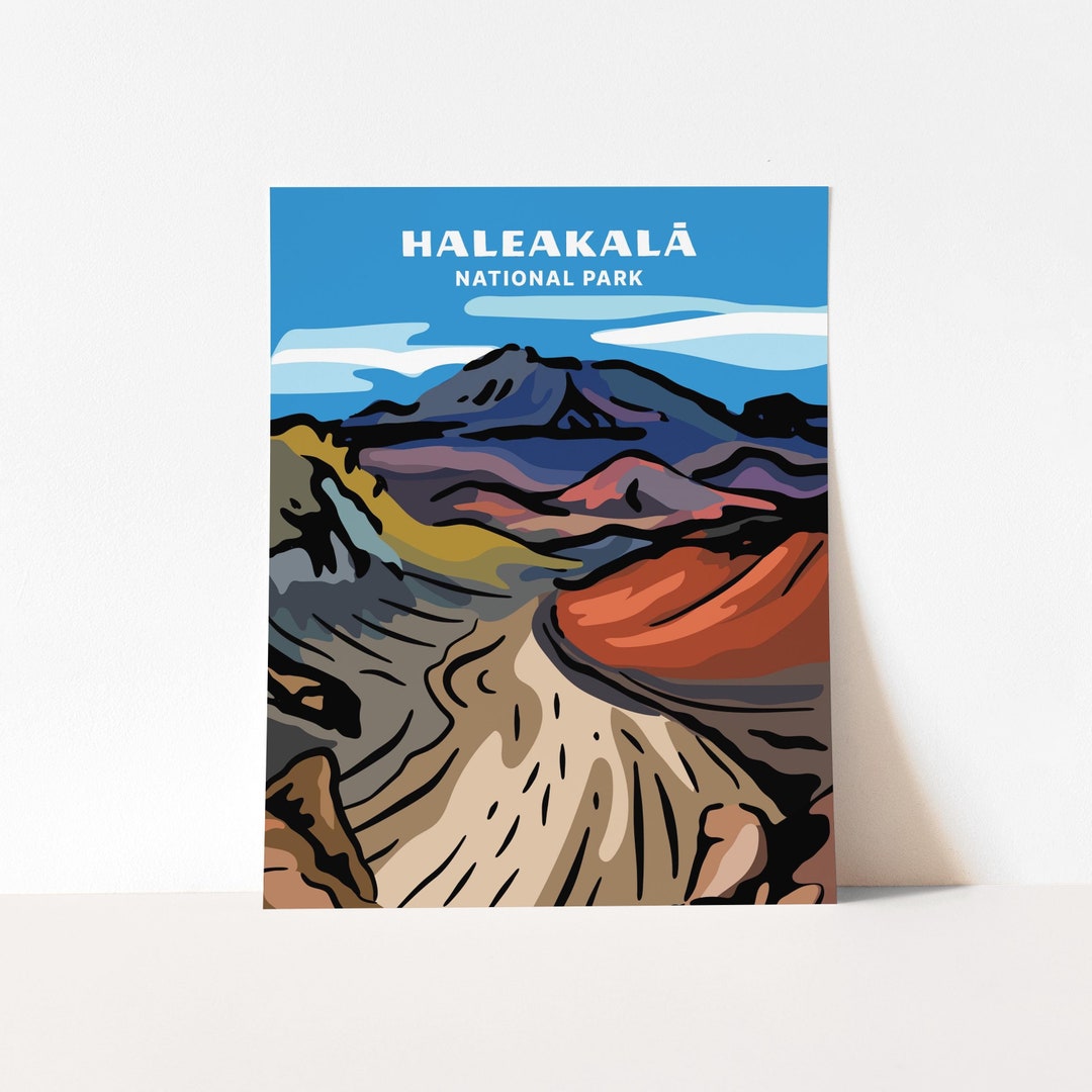 Haleakala National Park Print, Vintage WPA Travel Poster, Hawaii Wall Art Home Decor, Haleakala ...