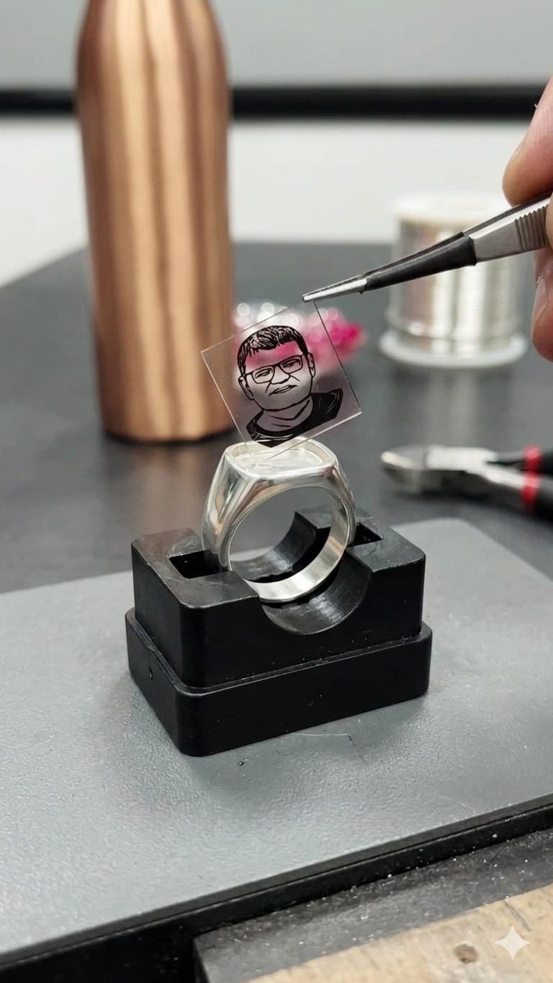 Buy Personalized Photo Signet Ring | Laser Engraved Sterling Silver ...