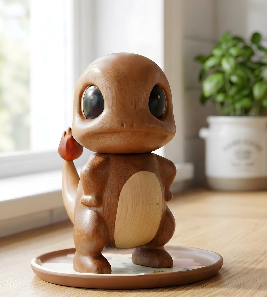 Handcrafted Charmander Inspired Wood Figurine, Anime Desk Decor - Etsy