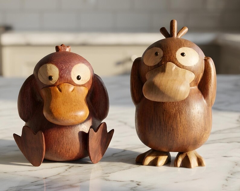 Handcrafted Wooden Psyduck Figurine – Anime Inspired Desk Decor - Etsy