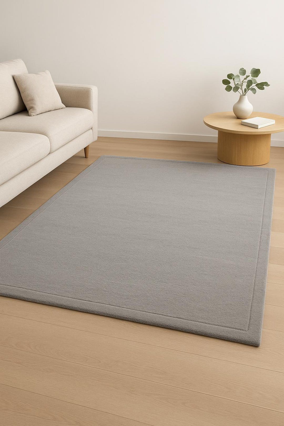 Minimalist Grey Area Rug | Modern Solid Gray Carpet | Soft Low Pile ...