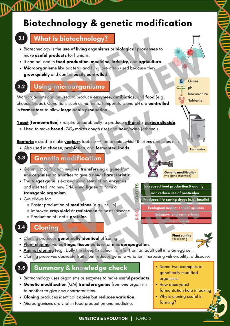 Biology Study Notes | Biotechnology & Genetic Modification | GCSE ...