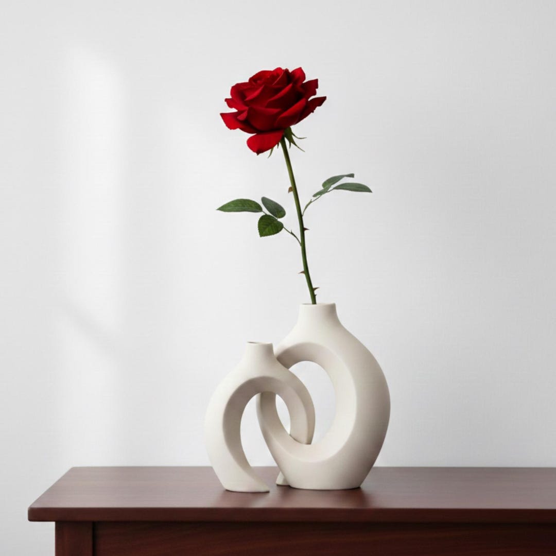 Modern Nordic Hollow Vase Set of 2 – Ceramic Vases for Home Decor ...