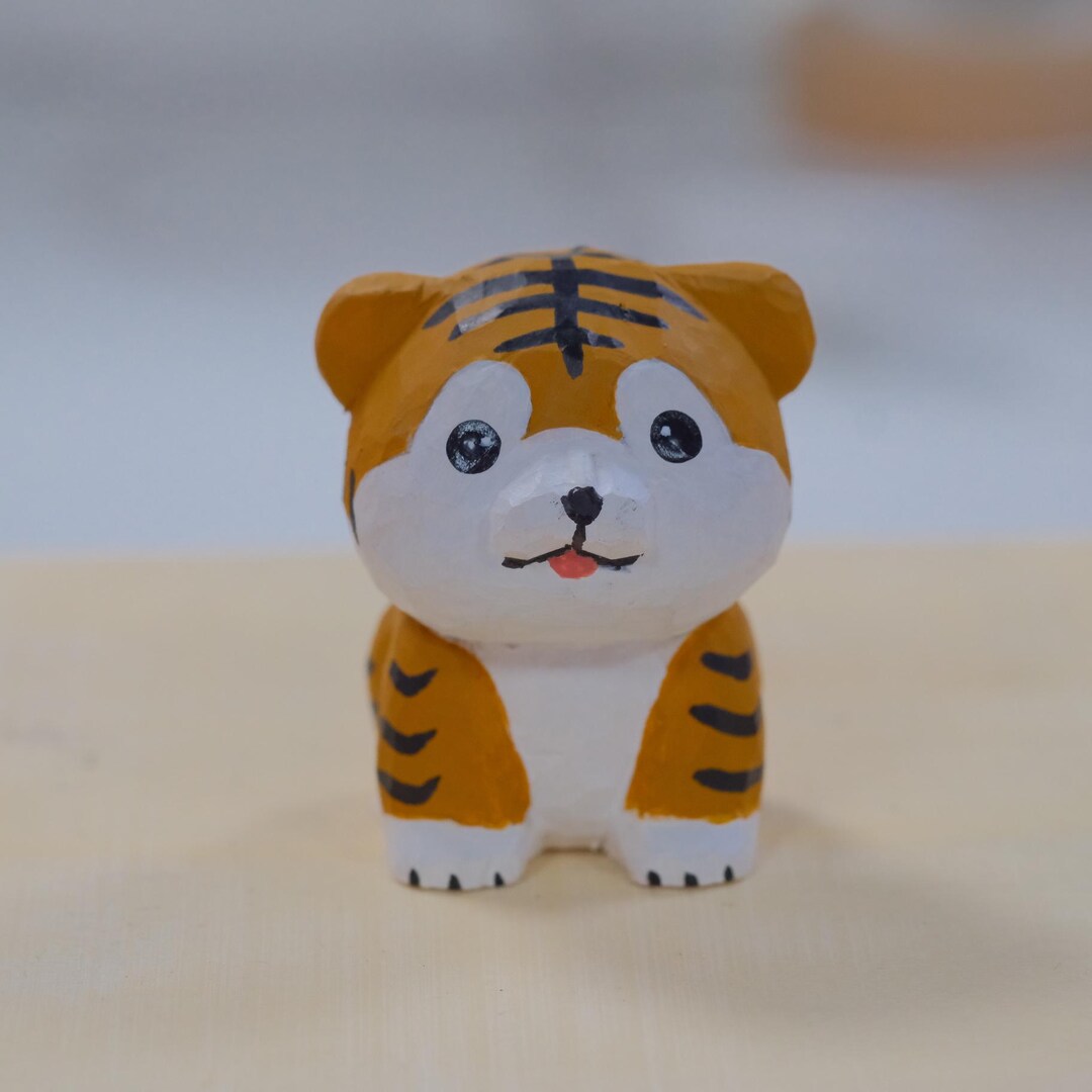 Handmade Wooden Tiger Cub | Hand-carved "little Guardian" Figurine ...