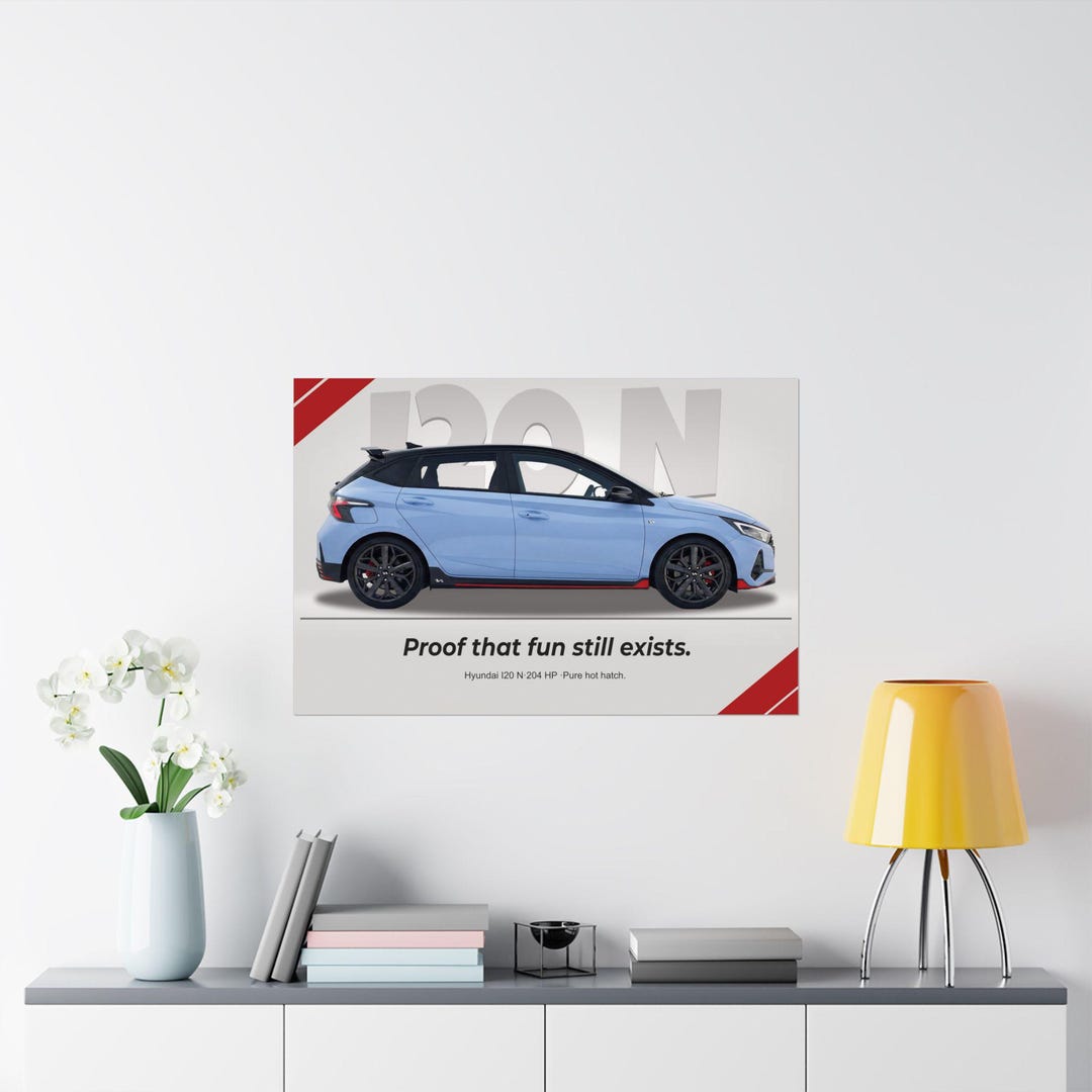 Hyundai I20 N Minimalist Car Poster Matte Horizontal Poster ...