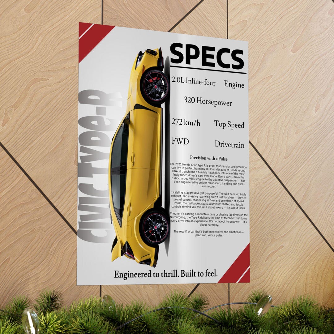 CIVIC TYPE-R Car Poster Matte Vertical Posters | Racing Wall Art - Etsy