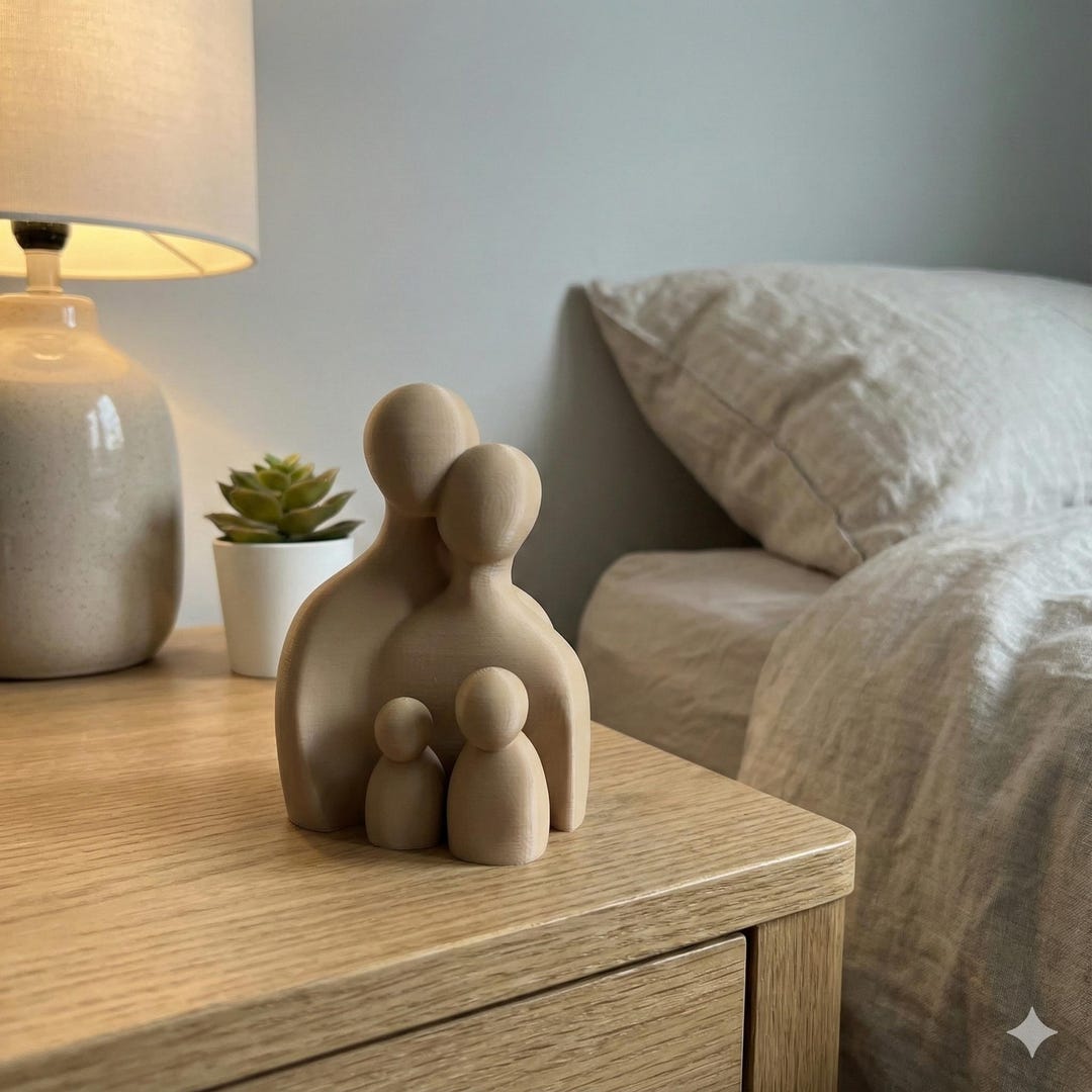 Modern Family Statues STL | Modern Minimalist Family Sculpture ...