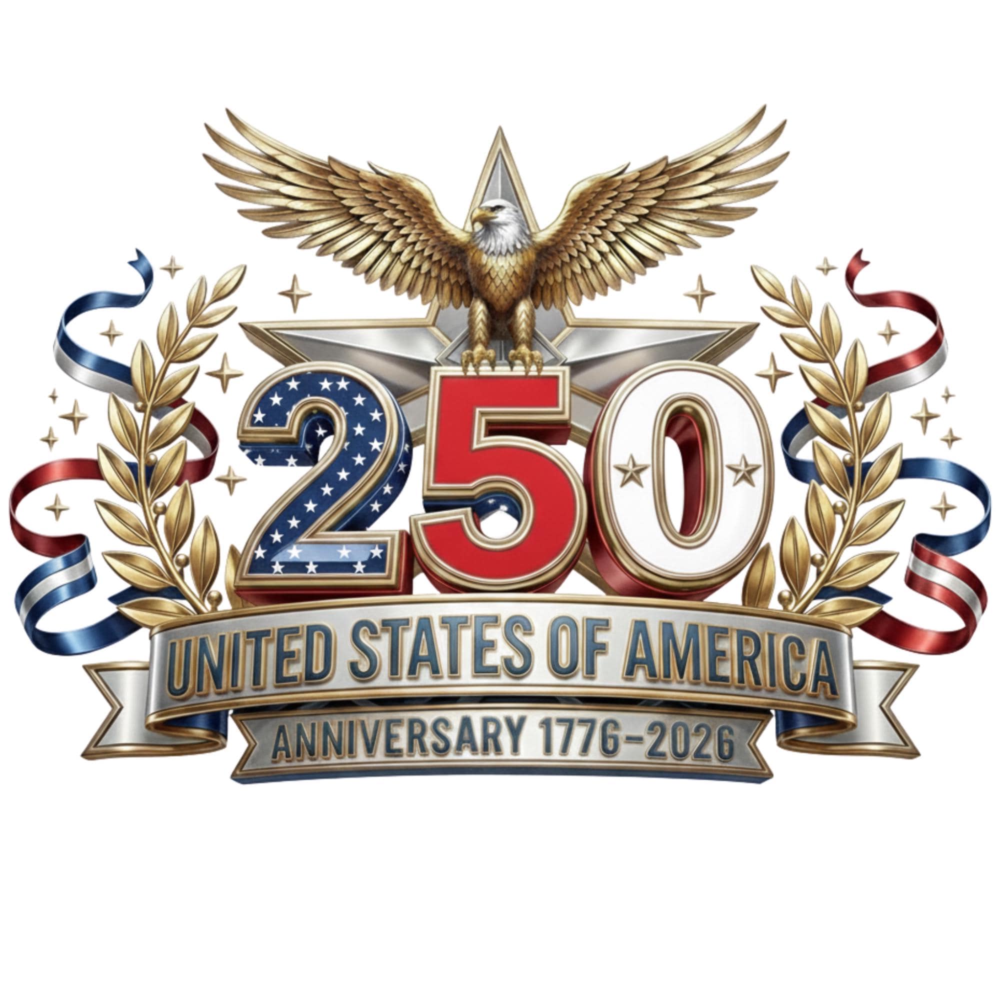 USA 250th Anniversary PNG, 1776-2026, America 250 Emblem ...