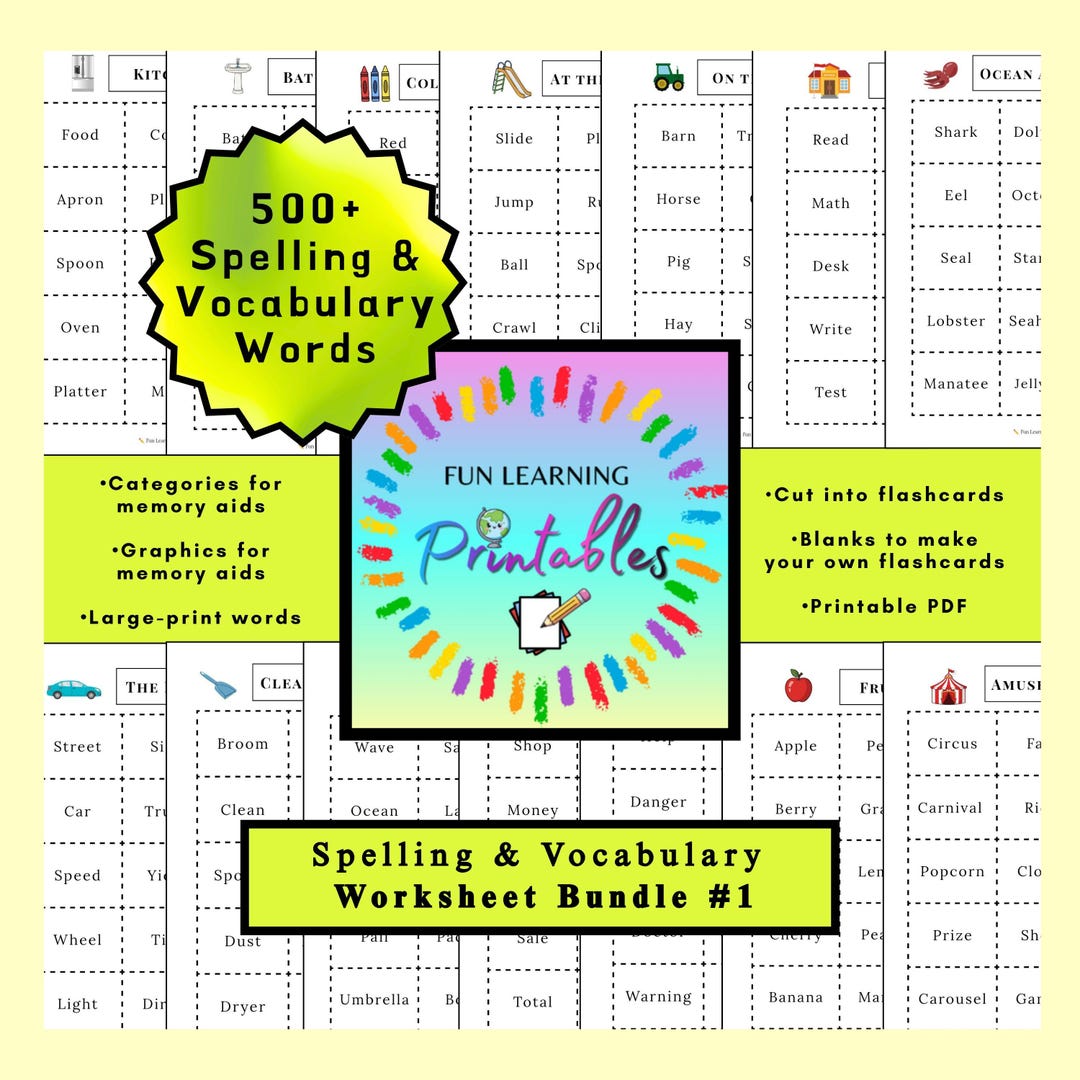 500+ Organized Spelling & Vocabulary Words [lists Become Flashcards ...