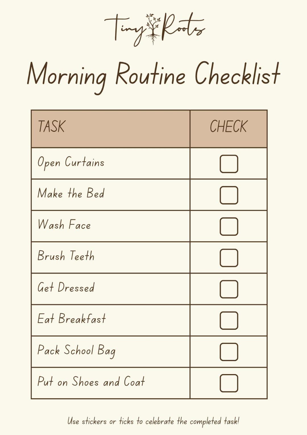 Kids Morning Routine Chart Printable | Boho Neutral Routine Checklist ...