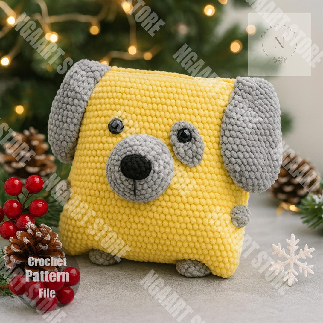 Dog Pillow Crochet Pattern PDF – Cute Puppy Cushion Tutorial – Plush ...