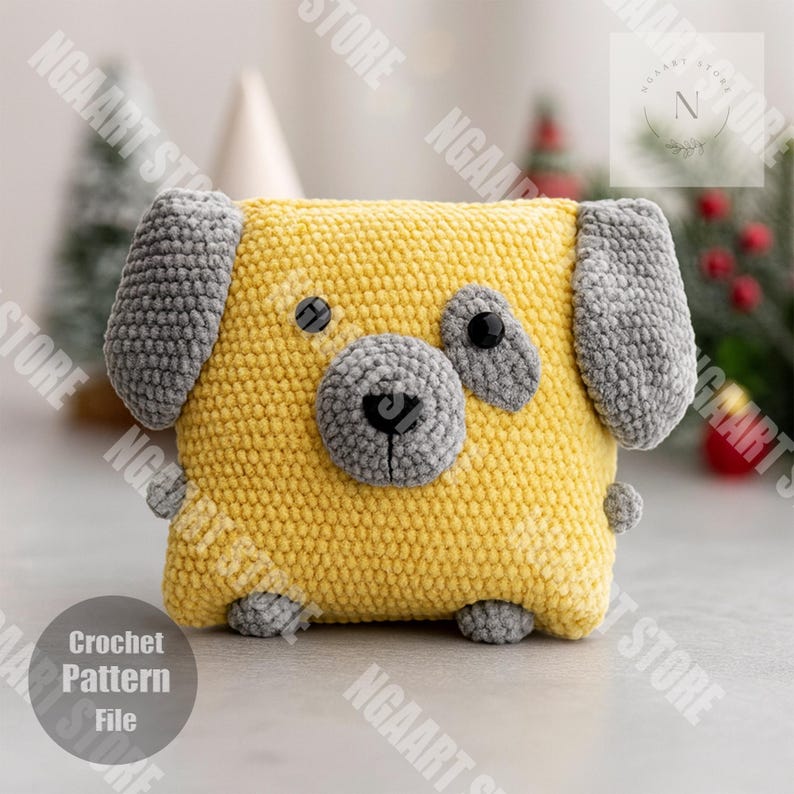 Dog Pillow Crochet Pattern PDF – Cute Puppy Cushion Tutorial – Plush ...