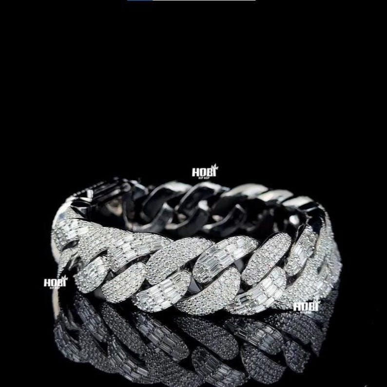 15MM Iced Out Miami Cuban Link Bracelet Sparkling Moissanite Diamond ...
