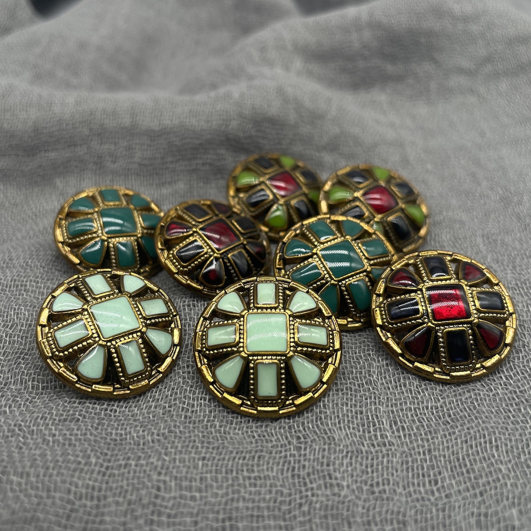 Colorful Enamel Hollow Metal Buttons 18mm-28mm, Vintage Geometric Cross ...