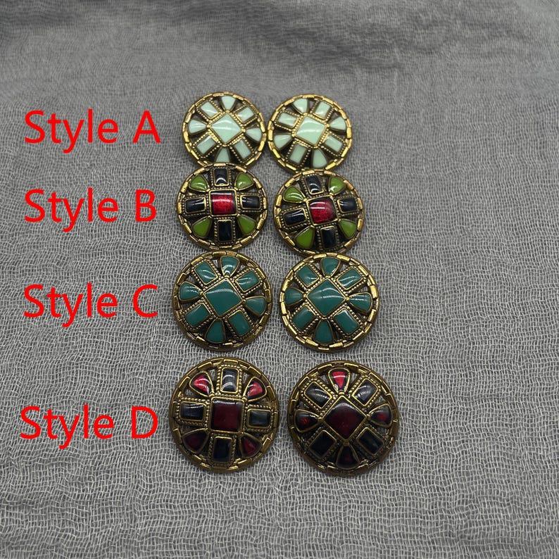 Colorful Enamel Hollow Metal Buttons 18mm-28mm, Vintage Geometric Cross ...