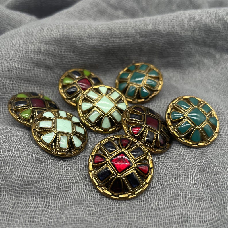 Colorful Enamel Hollow Metal Buttons 18mm-28mm, Vintage Geometric Cross ...