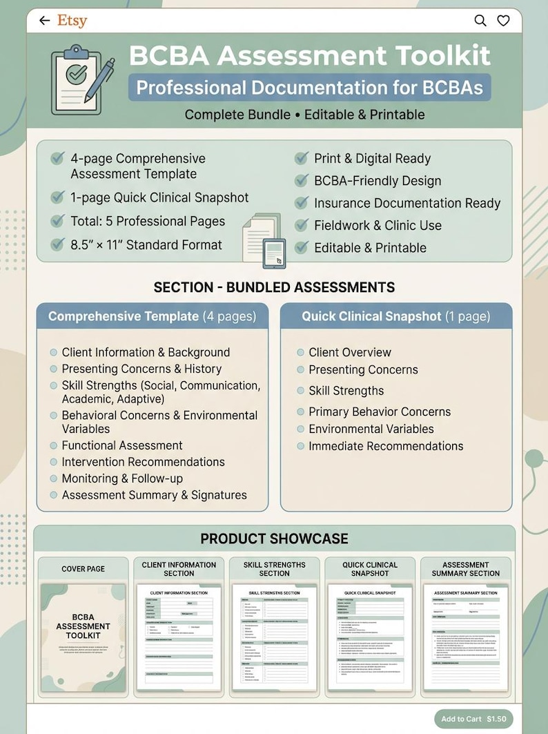 Professional BCBA Assessment Templates | Editable and Printable PDF ...
