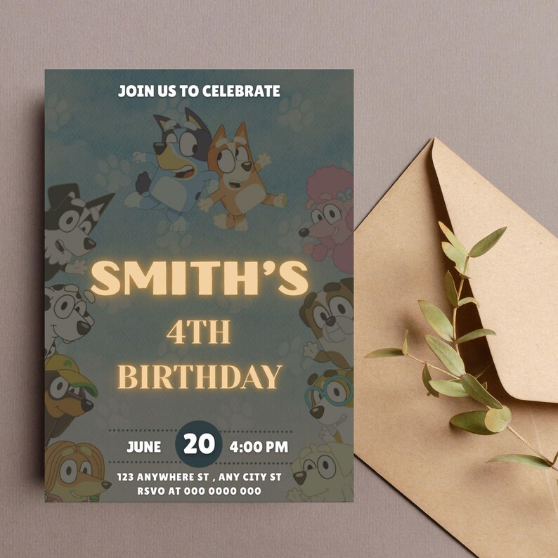 Bluey Birthday Invitation Template, Kids Party (editable PDF) - Etsy
