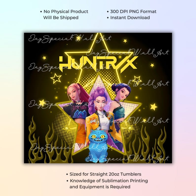 Kpop Demon Hunters Huntrix Tumbler Wrap: 20oz Sublimation Design ...