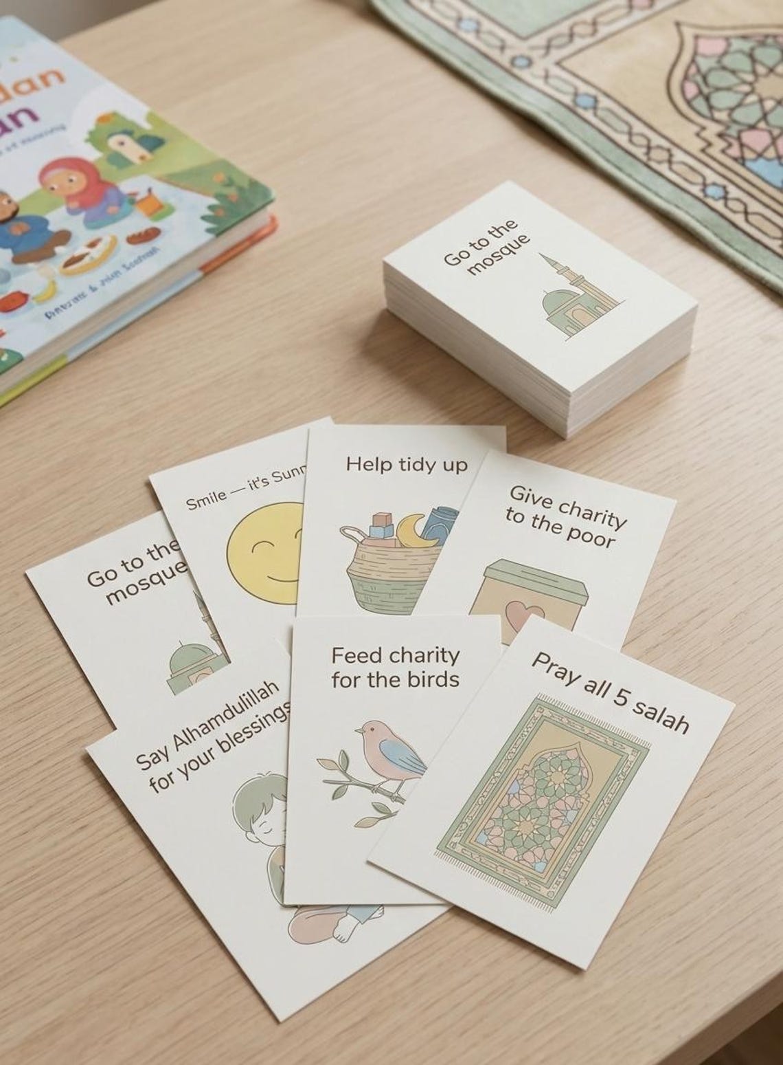 Ramadan Good Deeds Cards for Kids Printable | Minimal Islamic Activity ...