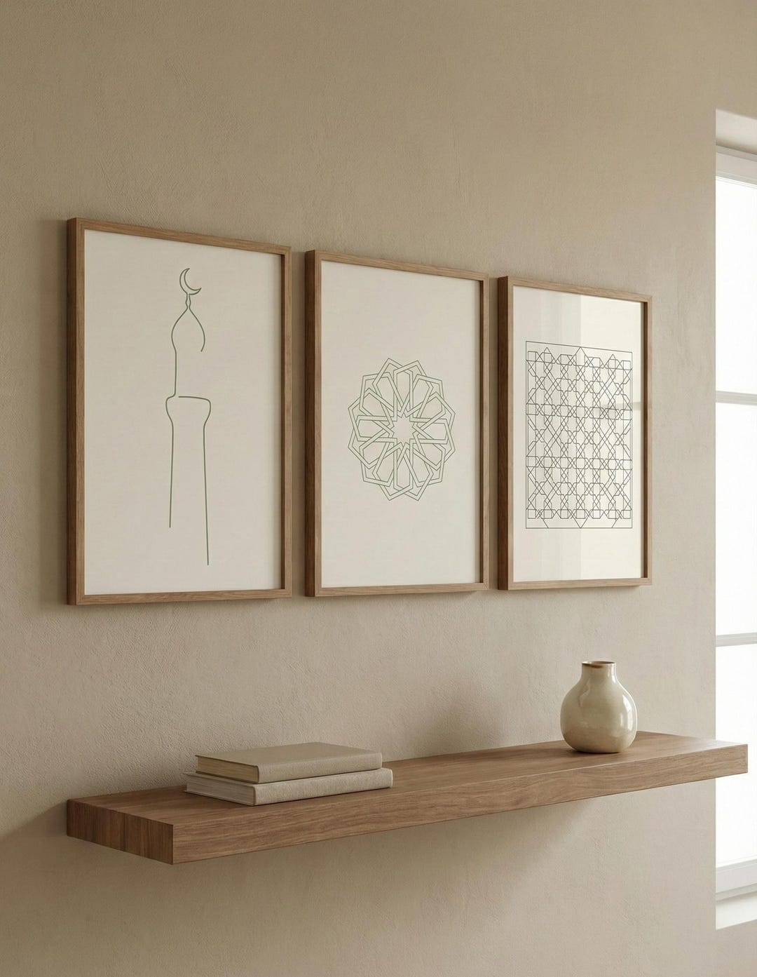 Set of 3 | Islamic Craft & Structure Wall Art | Mashrabiya Minaret ...