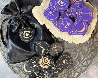 8 Witch's Runes Runestones With Instructions, Candle and Pouch Handmade ...