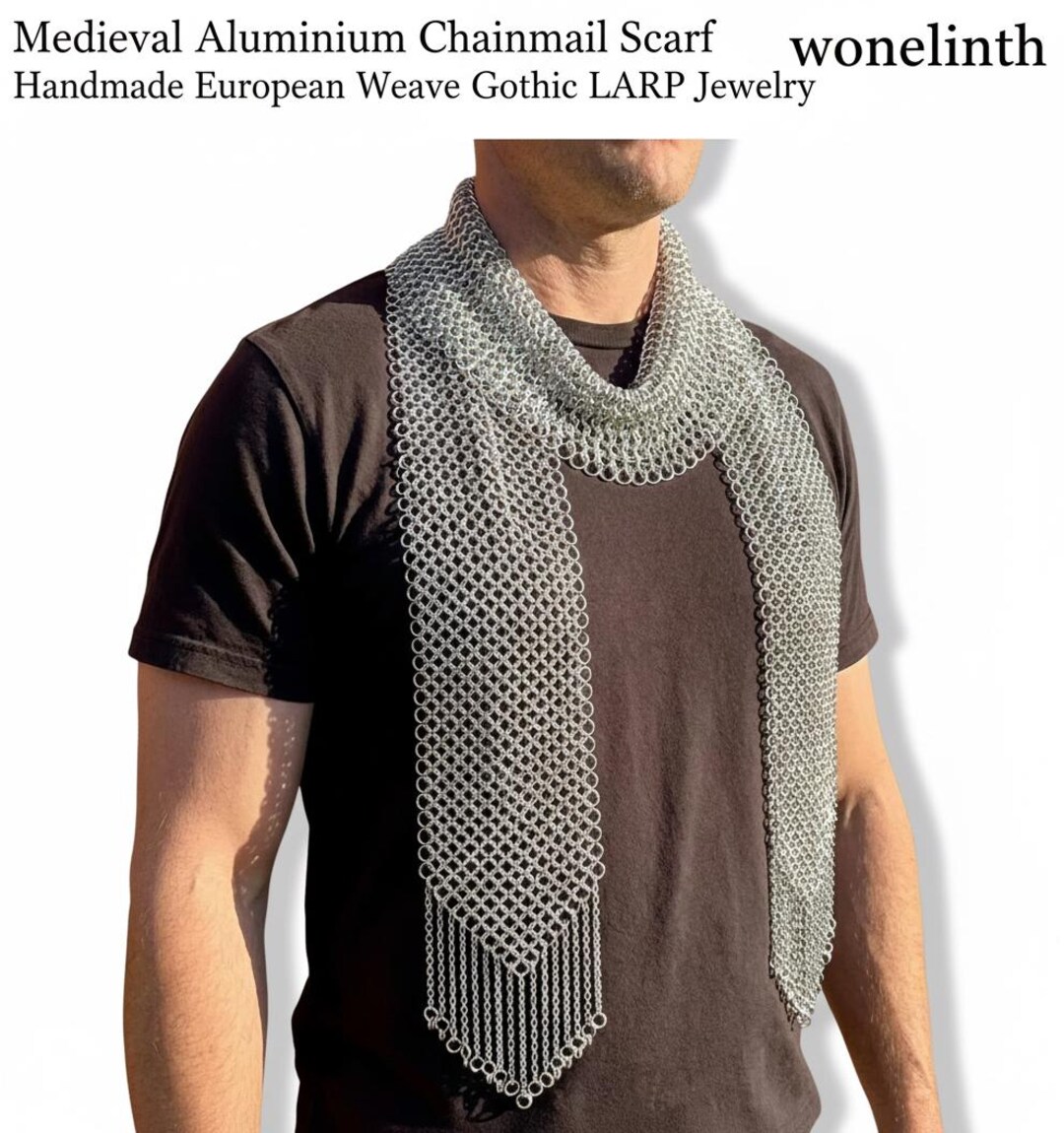 Medieval Aluminium Chainmail Scarf Handmade European Weave Gothic LARP ...