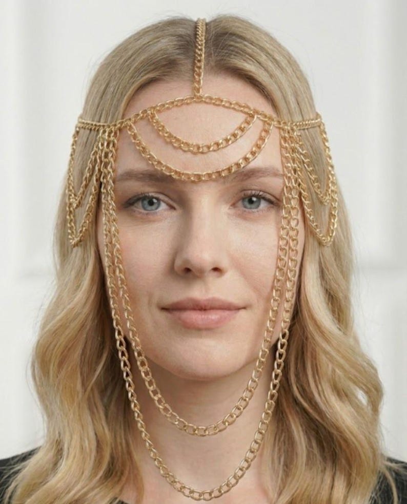 Gold Chainmail Face Veil – Medieval Festival Headpiece - Etsy
