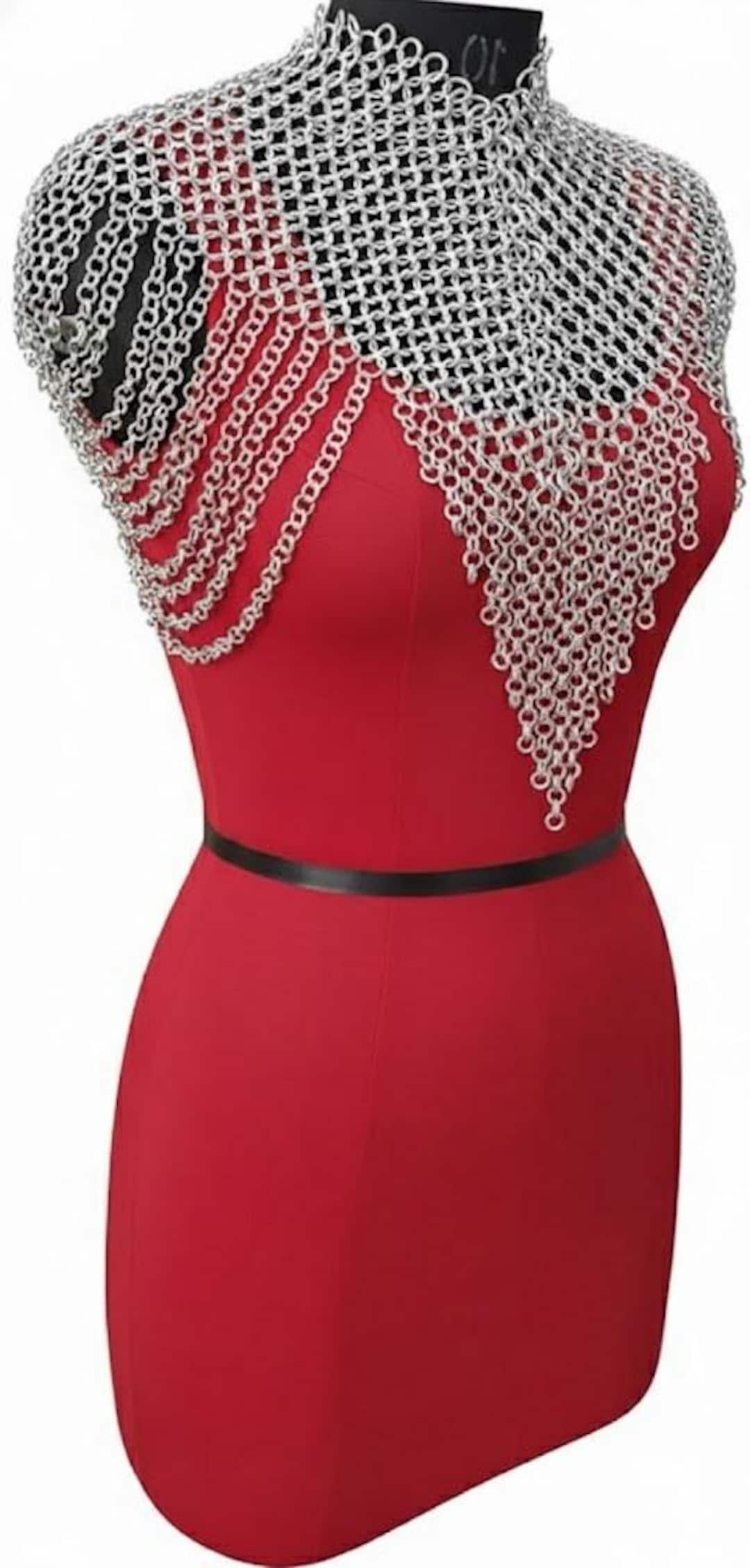 Aluminum Chainmail Shoulder Cape for Women Medieval Festival Armor Top ...
