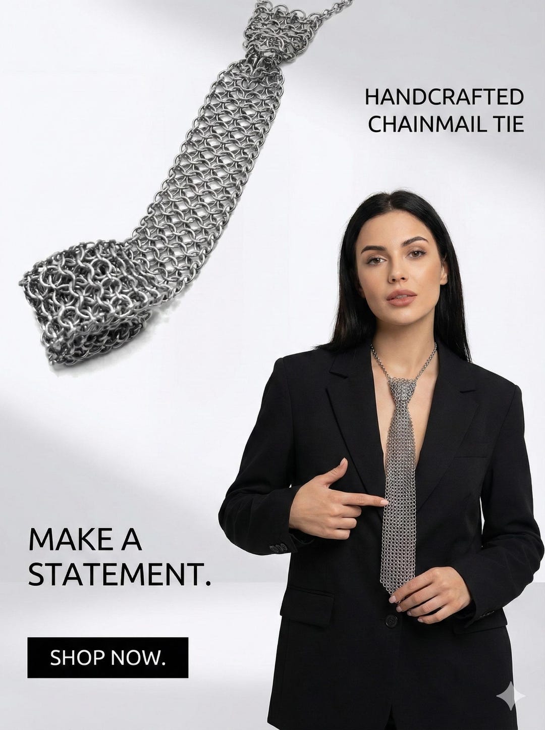 Medieval Handcrafted Chainmail Tie Stainless Steel Statement Neckwear ...