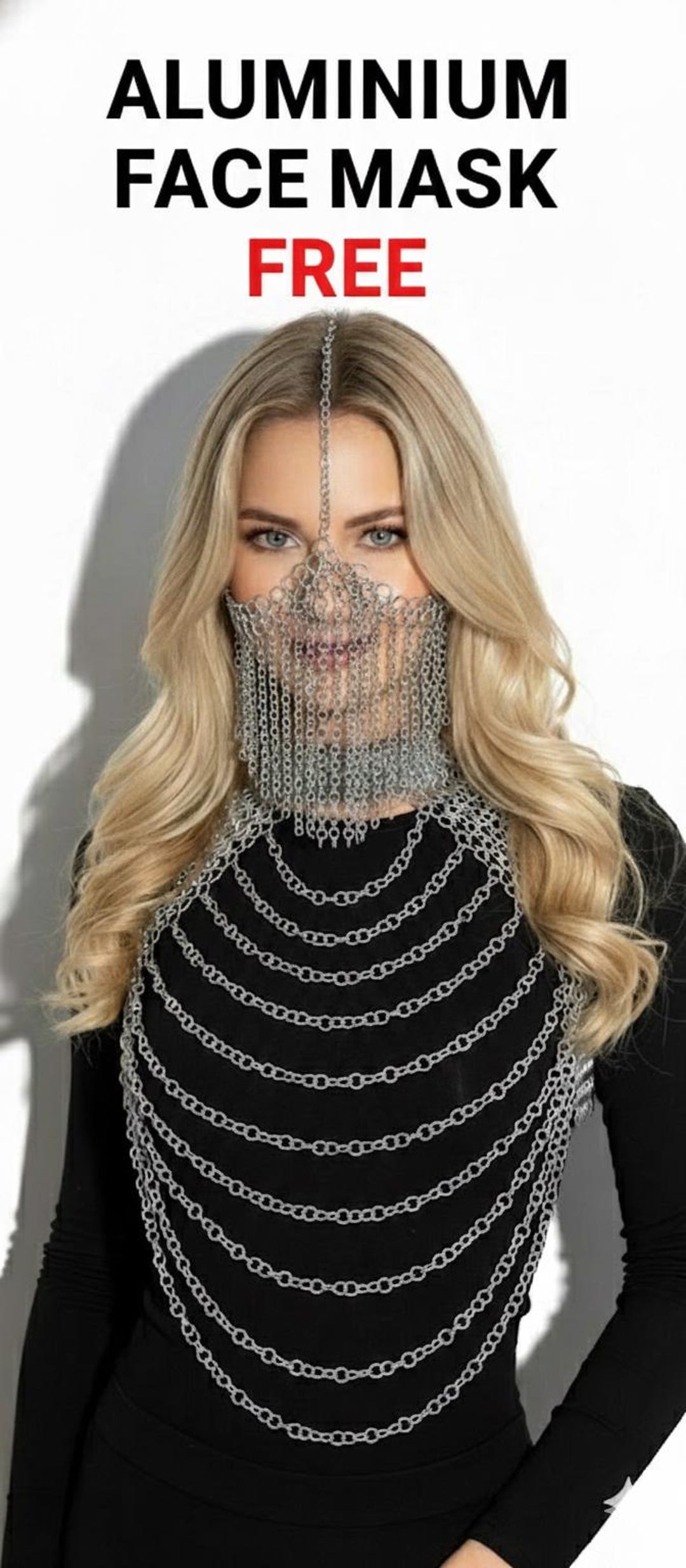 Medieval Aluminum Chainmail Shoulder Armor & Free Face Mask - Viking ...