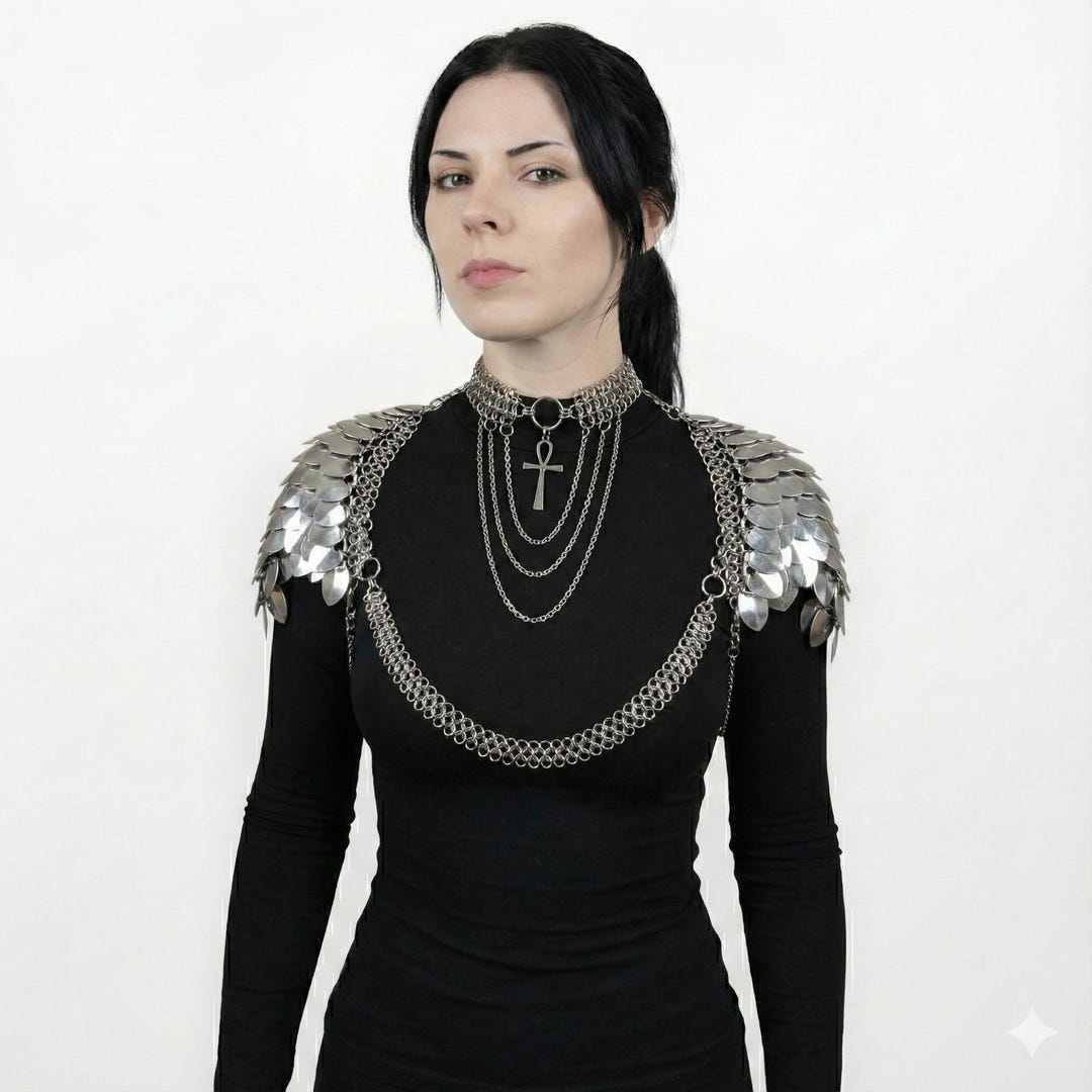 Dragon Scale Pauldrons - Aluminum Shoulder Armor, Fantasy Warrior ...