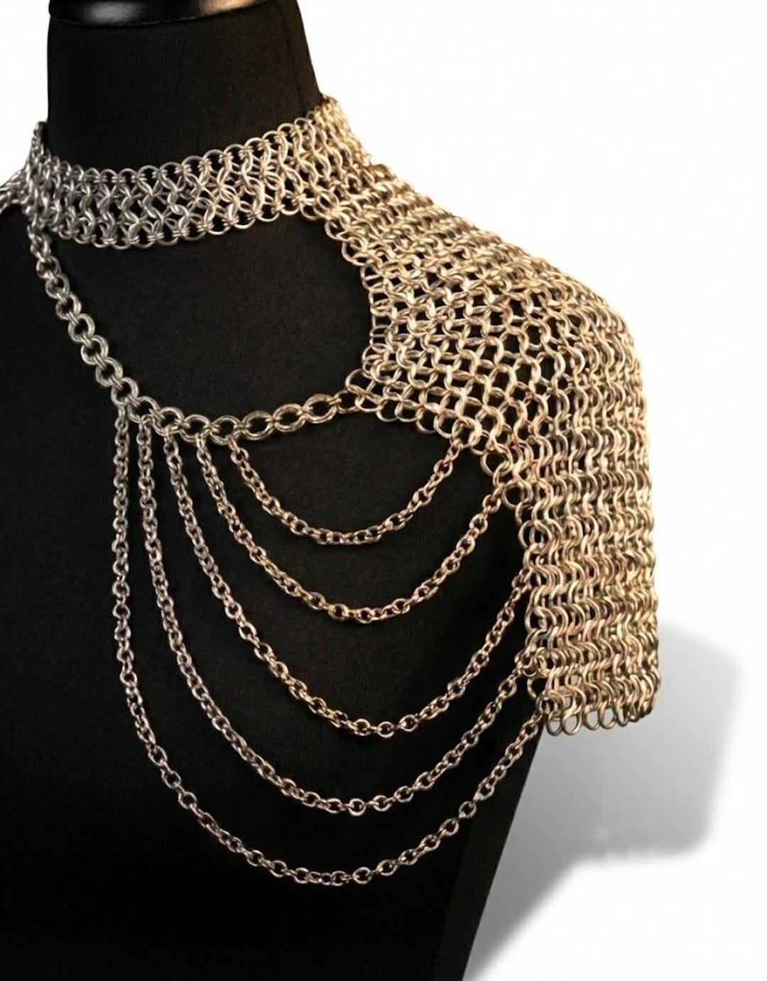 Aluminum Chainmail Shoulder Shrug – Gothic Armor Cape, Festival Jewelry ...