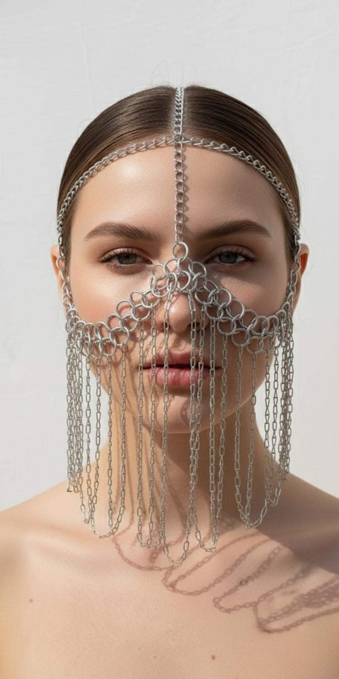 Medieval Silver Chainmail Face Veil Jewelry, Gothic Aluminum Mask for ...
