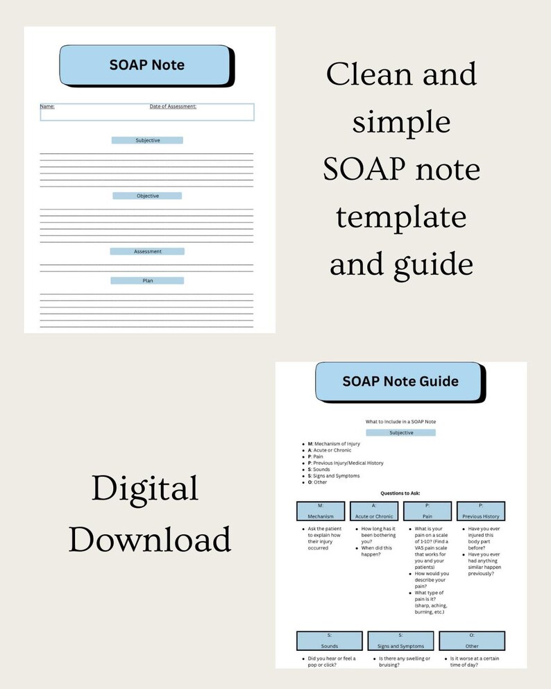 SOAP Note Guide and Template - Etsy