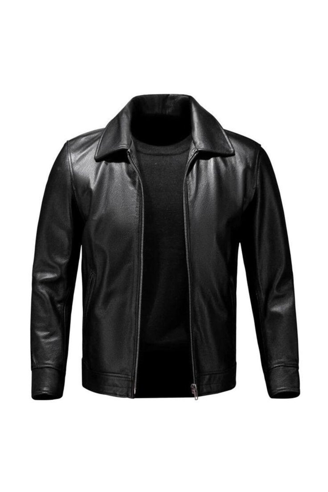 Simple Black Leather Jacket for Mens - Etsy