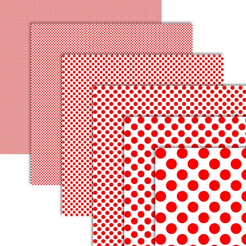 Red and White Polka Dots Scrapbook Paper Pack B1 | Commercial Use ...