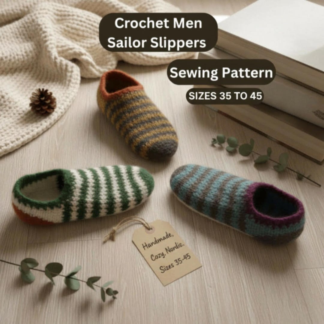 Felted Wool Slippers Jolly Stripes Slippers PDF Pattern | Mens AND ...