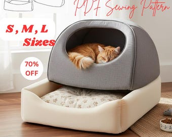 PDF Cat Cave Sewing Pattern / Cozy DIY Cat Bed / Beginner-friendly Cat ...