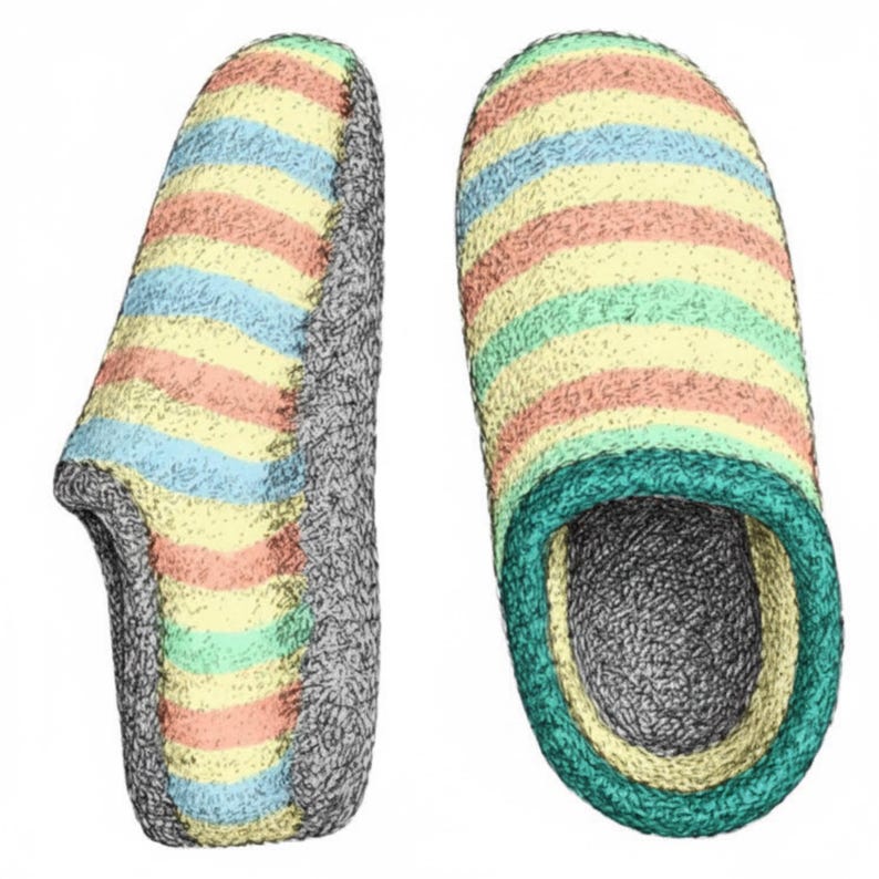 Felted Wool Slippers Jolly Stripes Slippers PDF Pattern | Mens AND ...