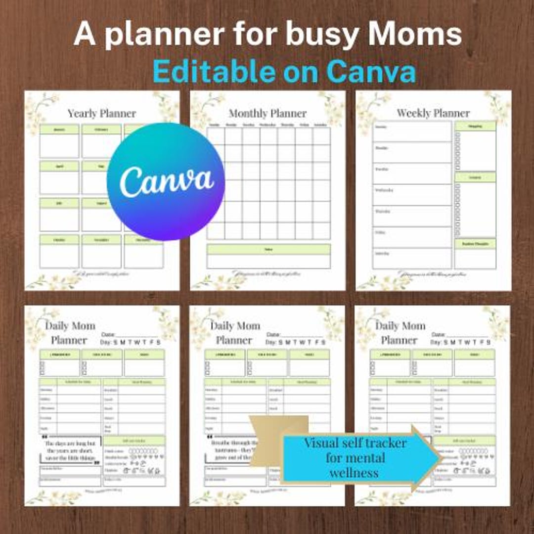 Daily Mom Planner Printable | Busy SAHM Planner Bundle | Self Care ...